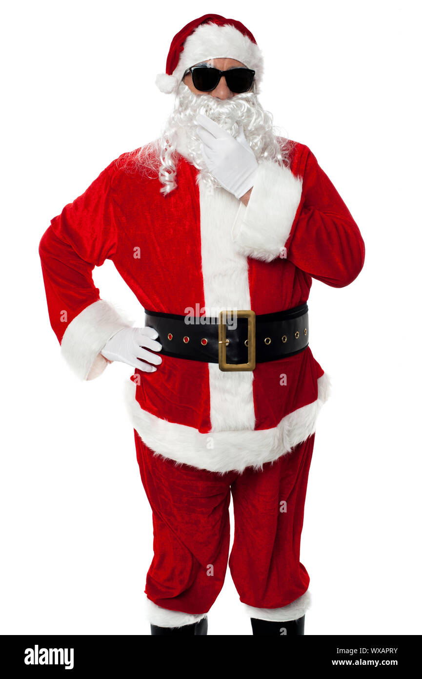 Stylish Santa Claus portrait. Smiling and isolated over white ...