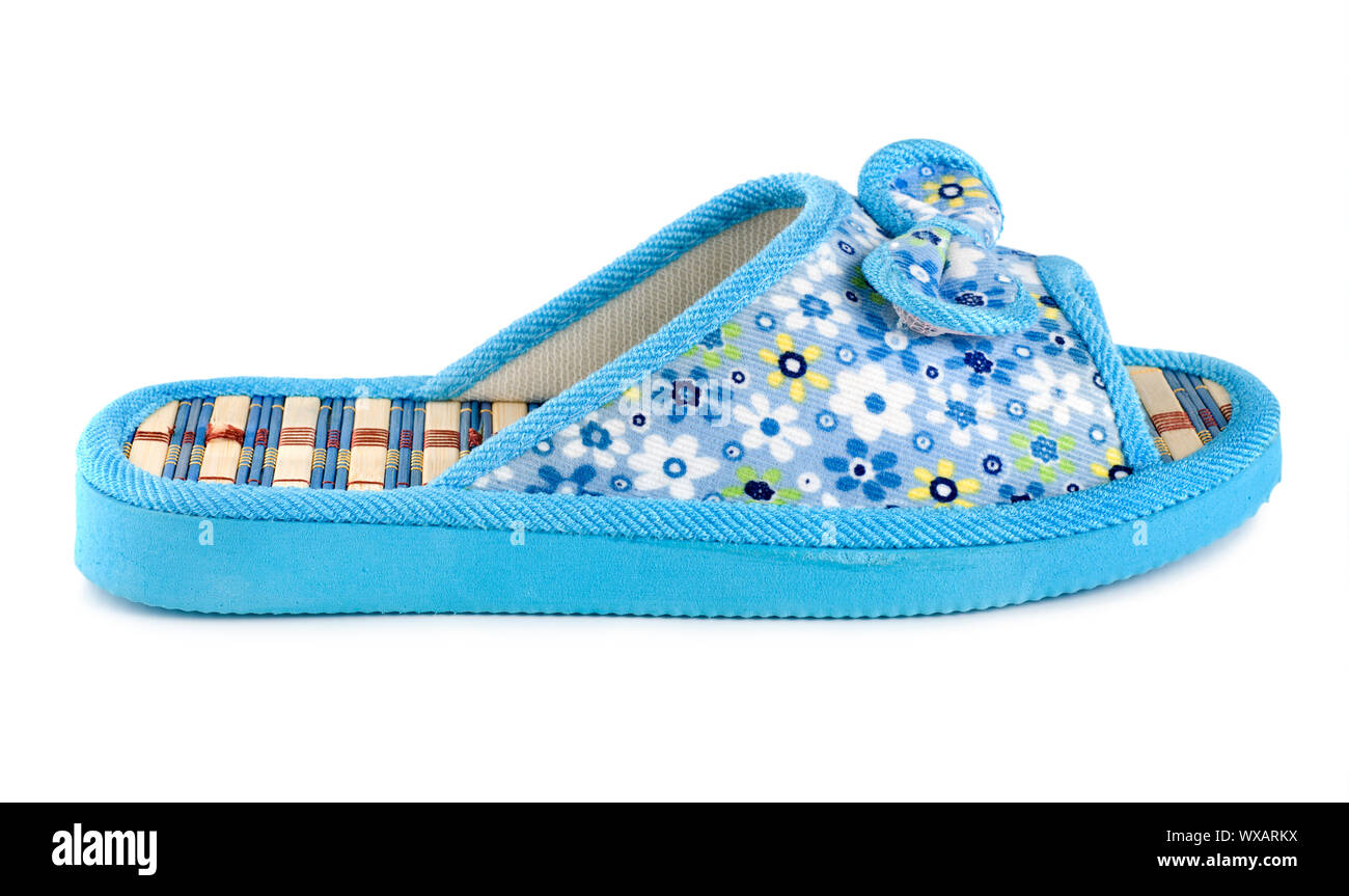 Blue slipper isolated on a white background Stock Photo - Alamy