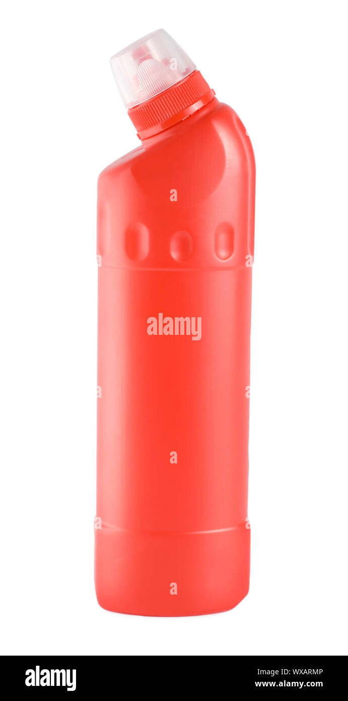 Detergent in the red bottle isolated on white background Stock Photo ...