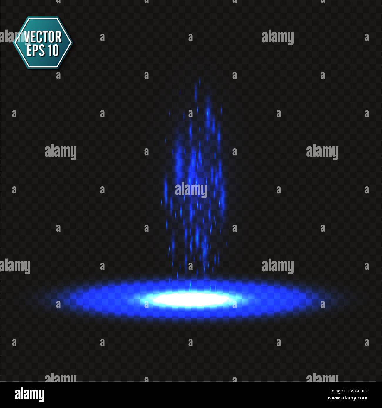 Magic fantasy portal. Futuristic teleport. Light effect. Blue candles ...