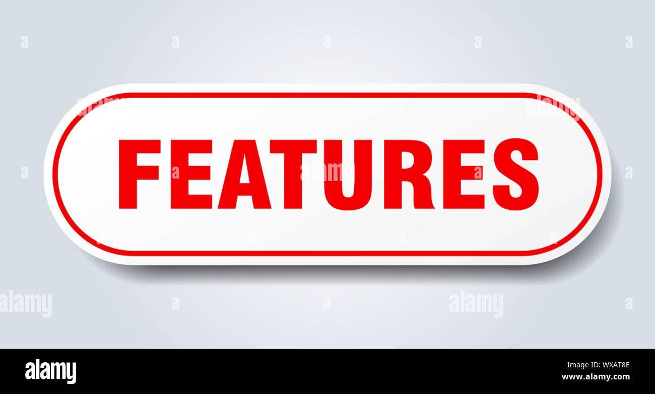 features sign. features rounded red sticker. features Stock Vector ...
