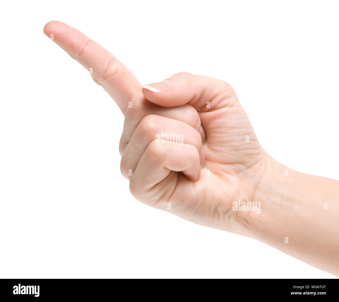 Hand simulating pressing something with index finger, isolated on a white background Stock Photo ...
