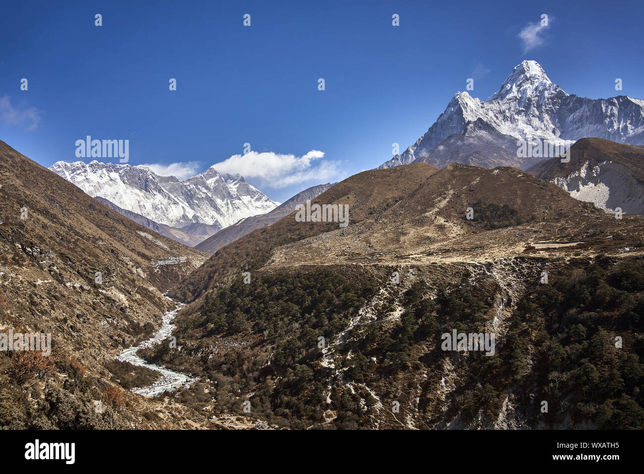 Mountains Nuptse, Lhotse and Ama Dablam in Nepal Stock Photo - Alamy