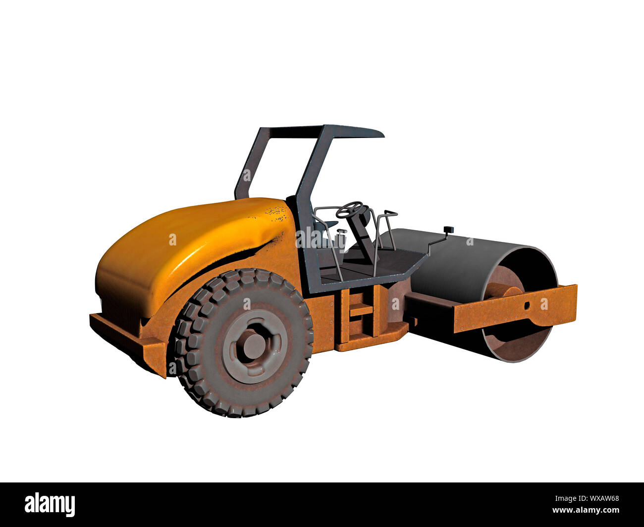 Steamroller with cab in road construction Stock Photo - Alamy