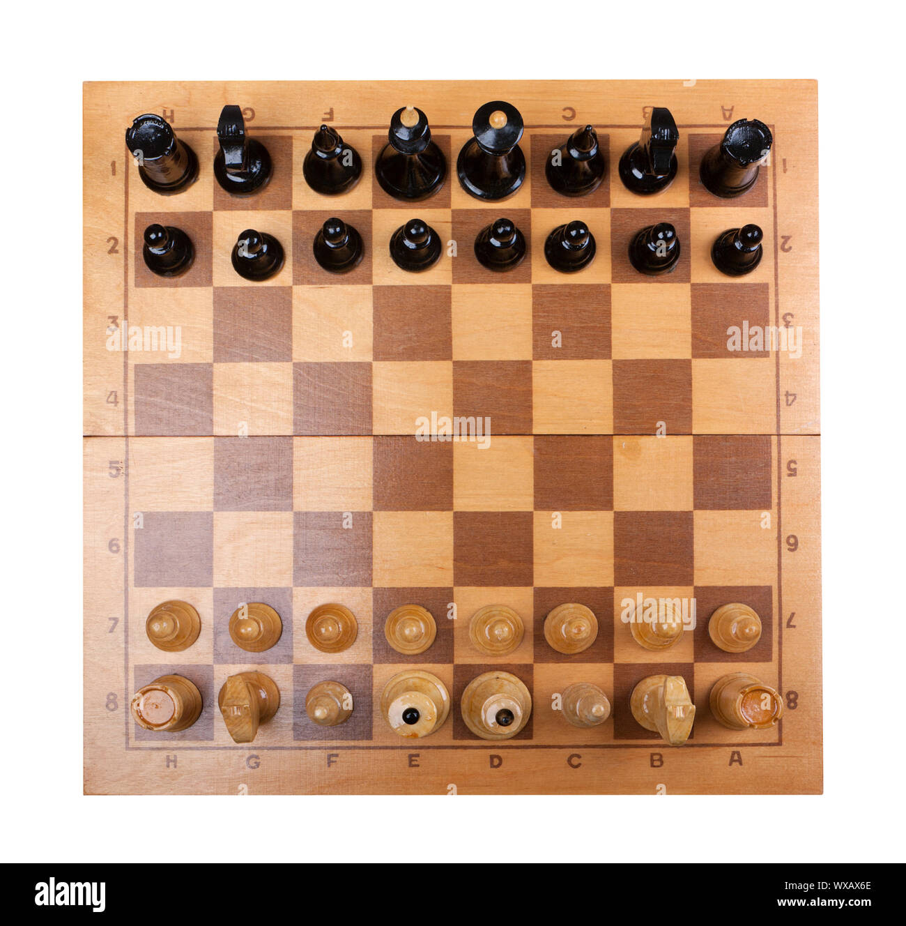 chess board on top of the background of a wooden table Stock Photo - Alamy