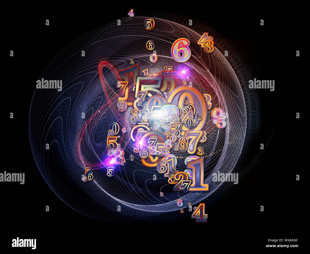 Digital Splash series. Abstract arrangement of numbers, gradients and ...