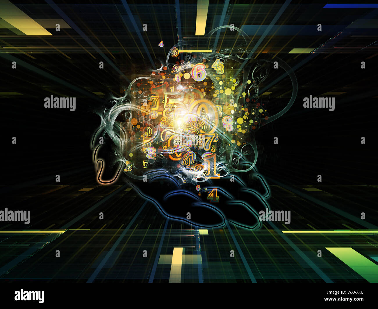 Hand of Science series. Background composition of human hand and ...