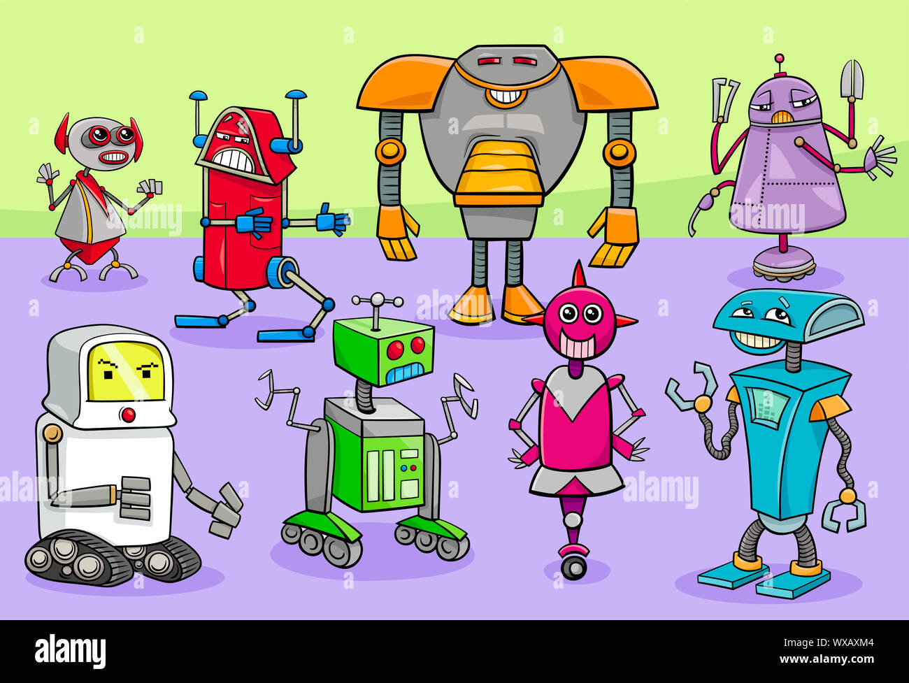 cartoon robot fantasy characters group Stock Photo - Alamy