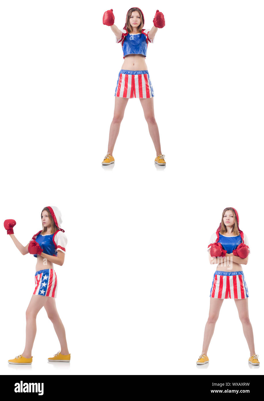 Young female boxer isolated on white Stock Photo - Alamy