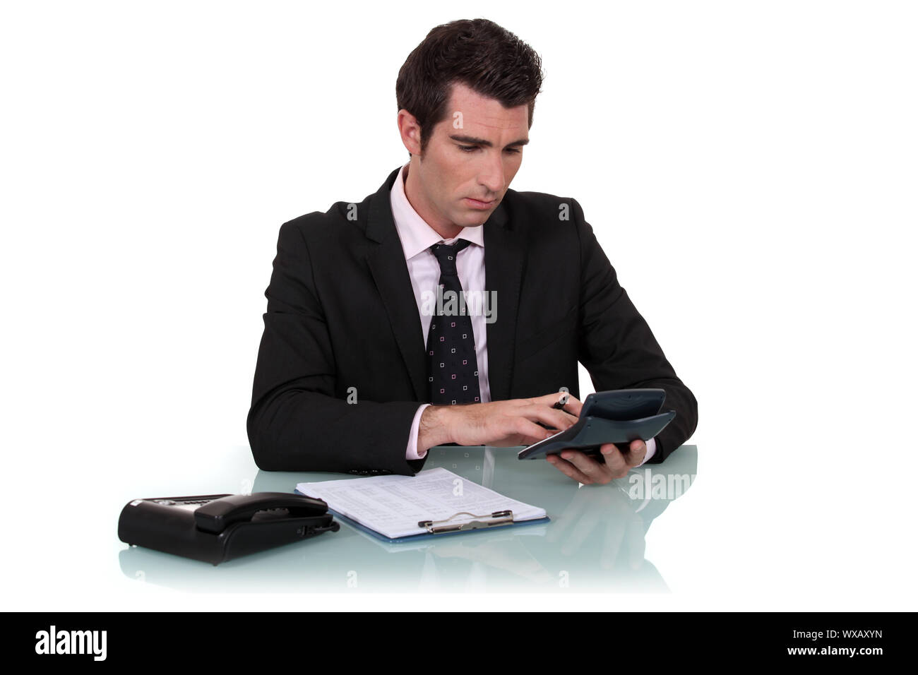 Man laptop calculator Cut Out Stock Images & Pictures - Alamy