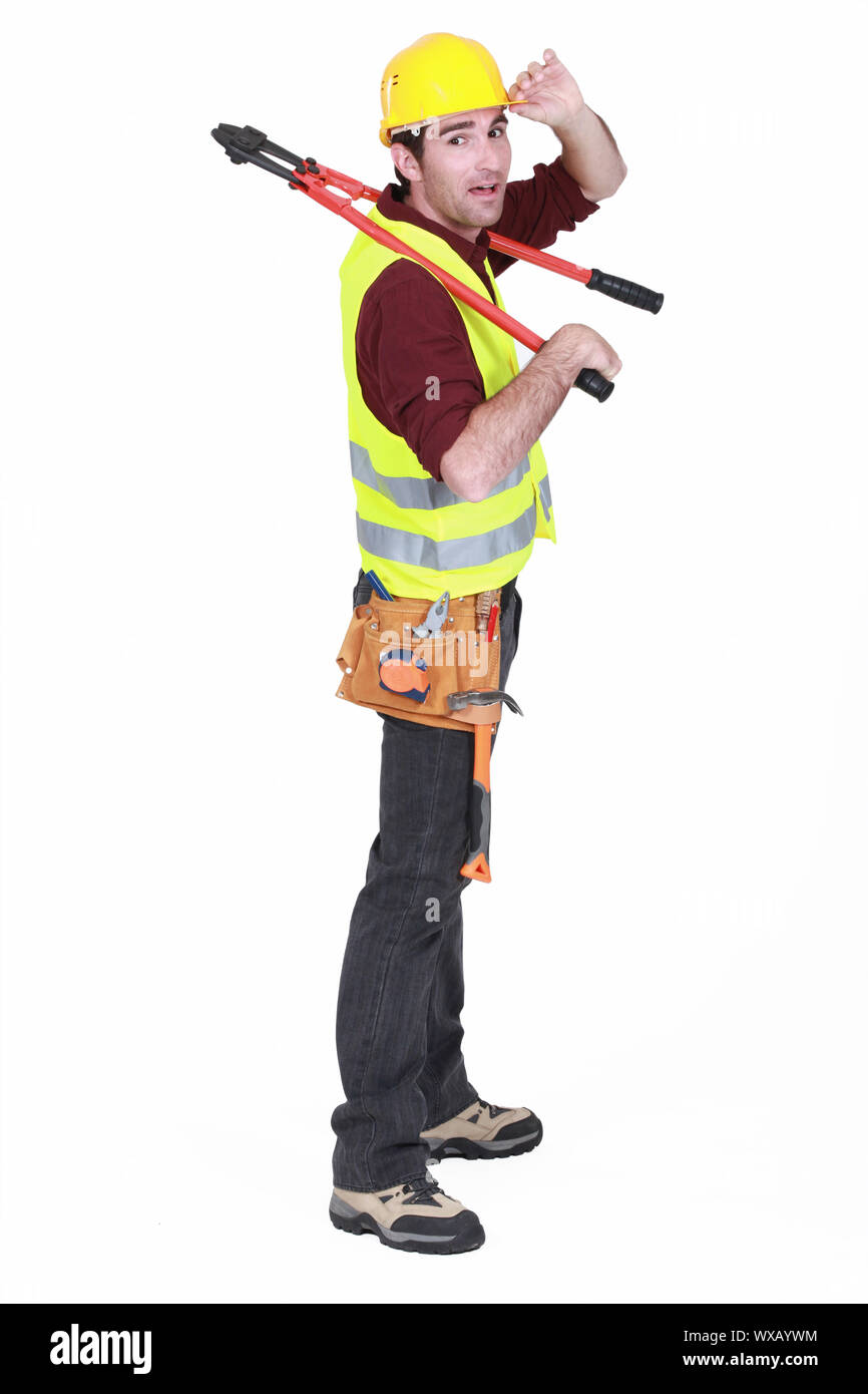 Tradesman giving a salute Stock Photo - Alamy