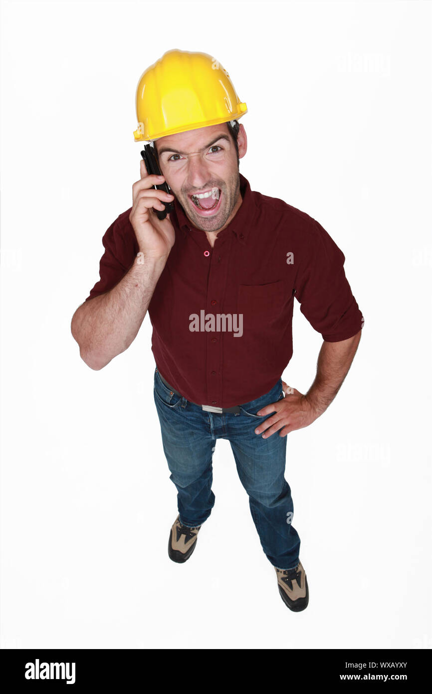 Zealous man on the phone Stock Photo - Alamy