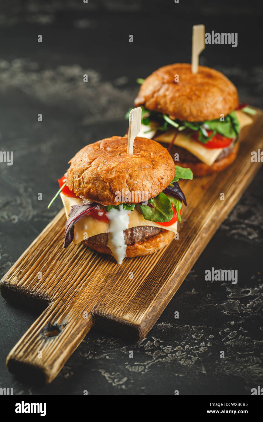 Two homemade burger Stock Photo - Alamy