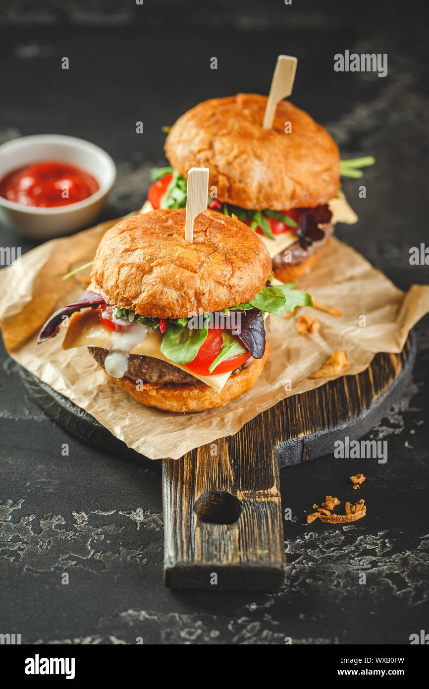 Two homemade burger Stock Photo - Alamy