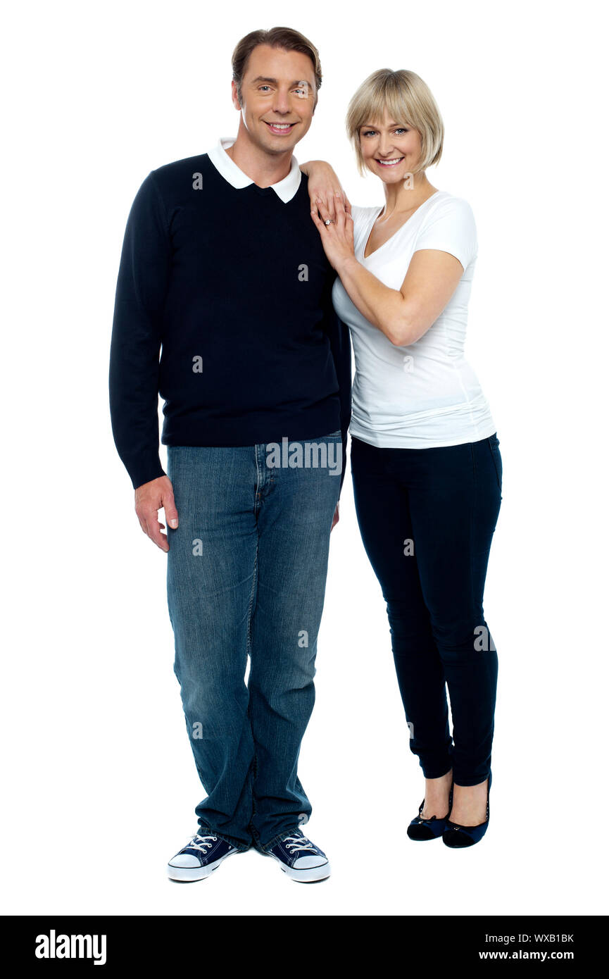 Casual Portrait Of Trendy Middle Aged Love Couple Full Length Portrait