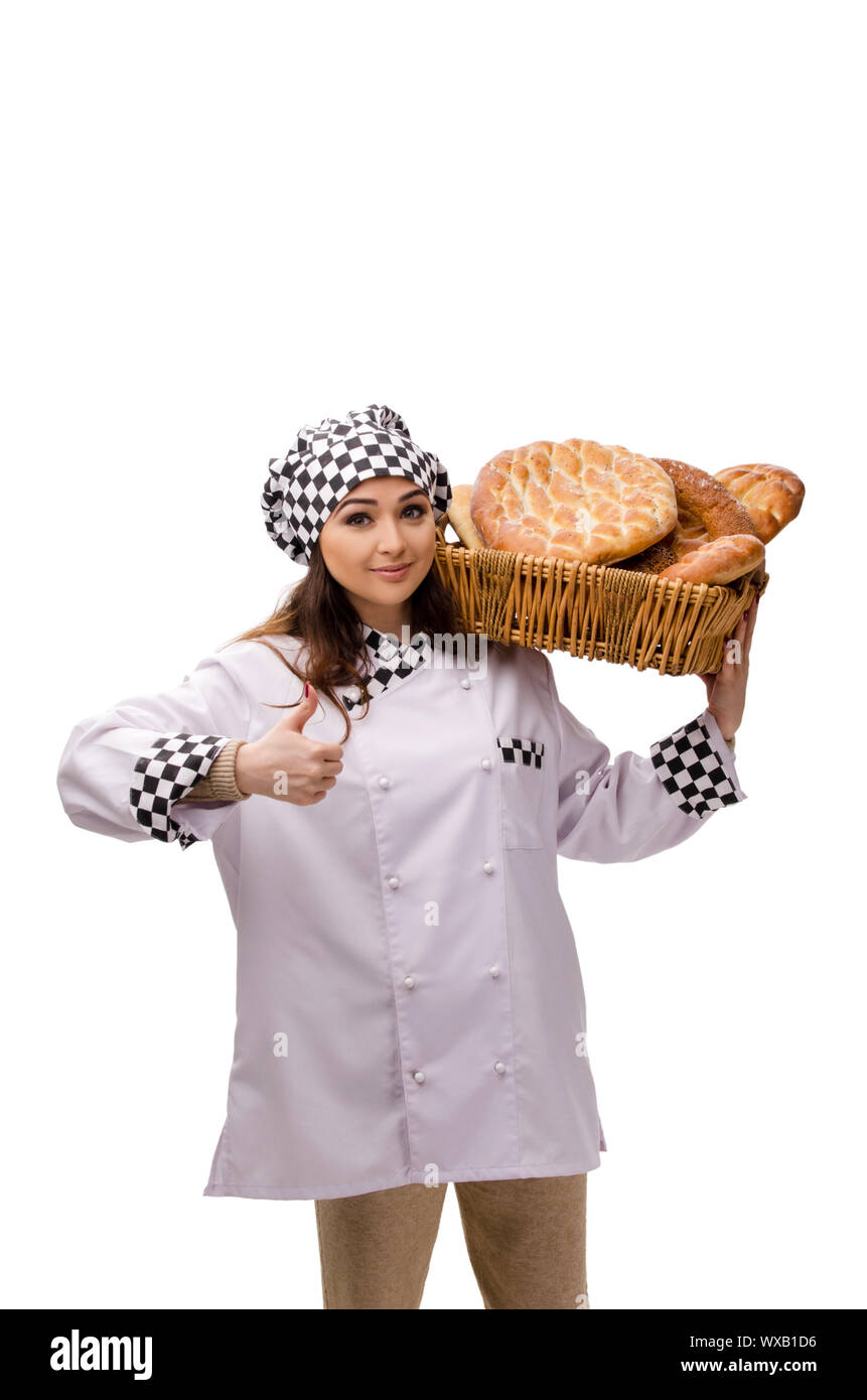 Female baker making bread Cut Out Stock Images & Pictures - Alamy