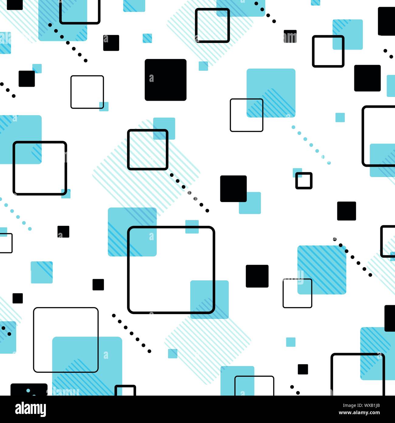 Abstract blue color square memphis geometric pattern background. Use ...