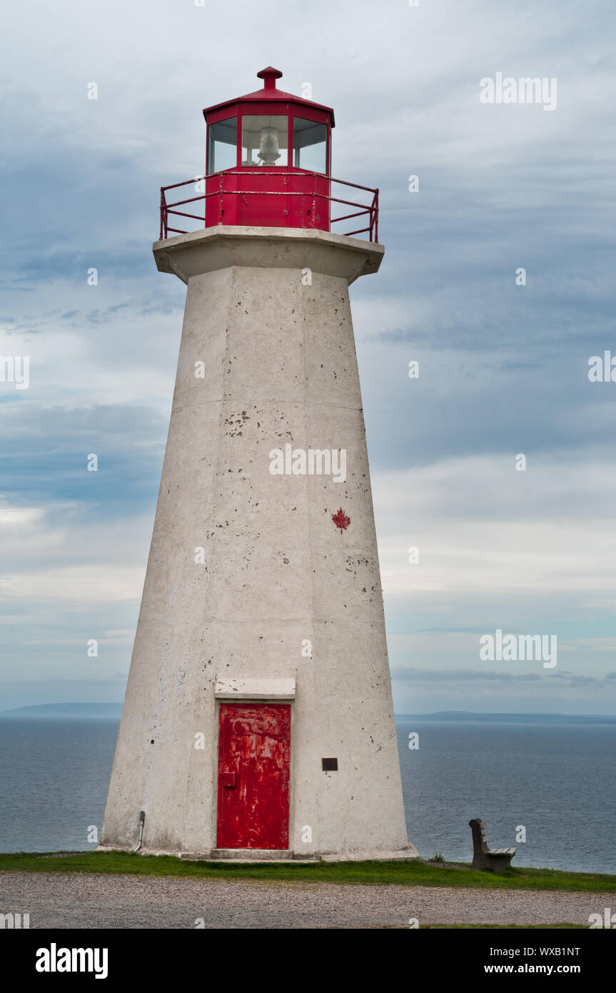Cape george Lighthouse, on a cloudy day, Nova Scotia, Canada Stock ...