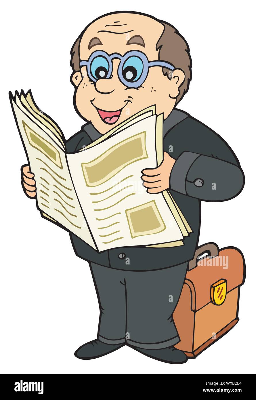 Cartoon businessman with newspaper Stock Vector Image & Art - Alamy