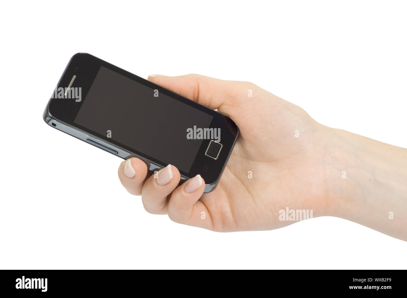 Hand holding mobile smart phone with blank screen Stock Photo - Alamy