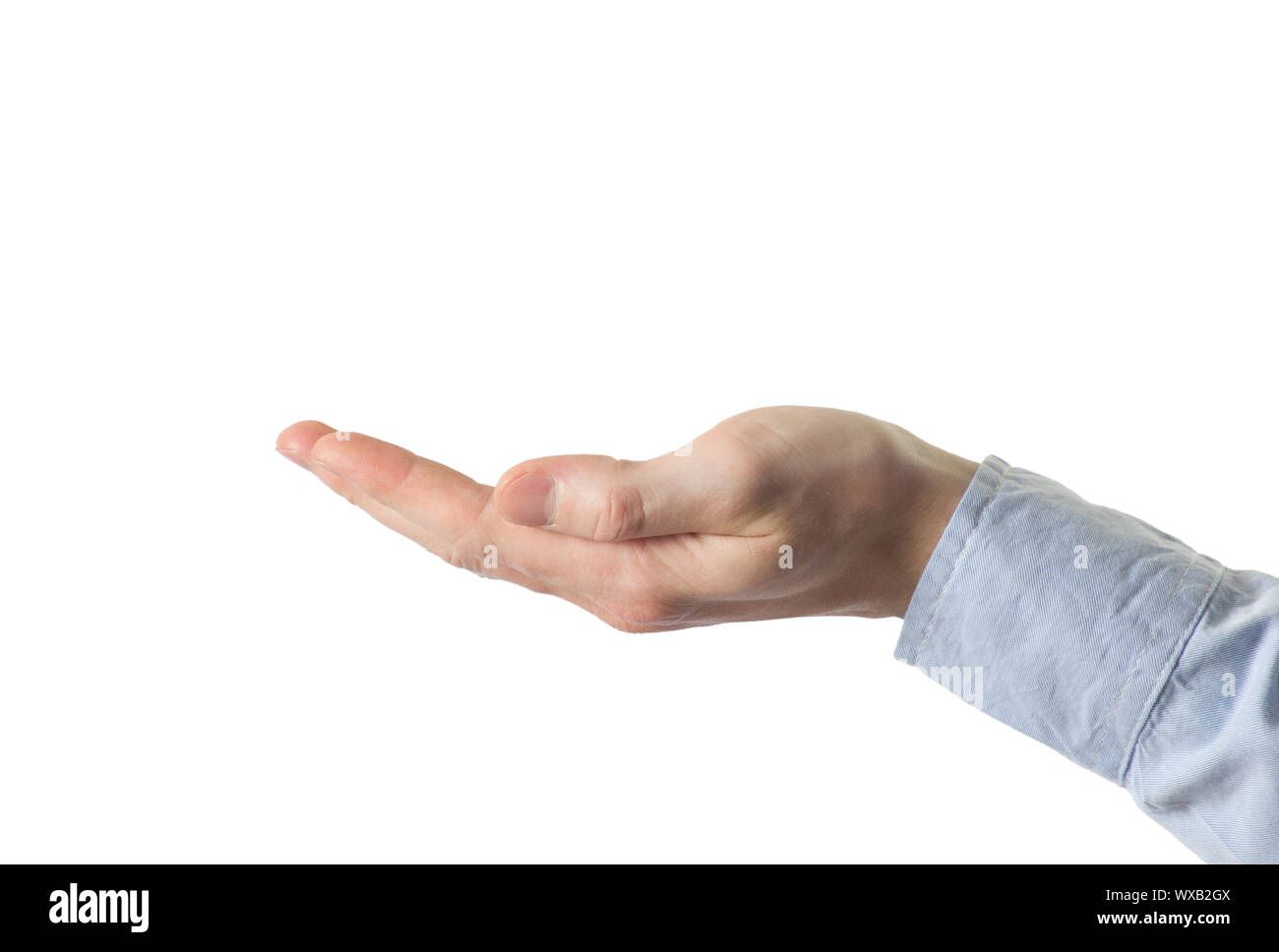 A hand begging alms on a white background Stock Photo - Alamy