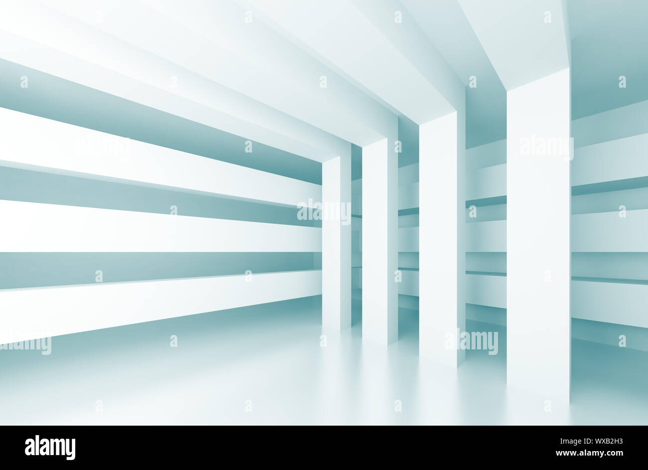 3d Illustration of Blue Abstract Empty Room Stock Photo - Alamy