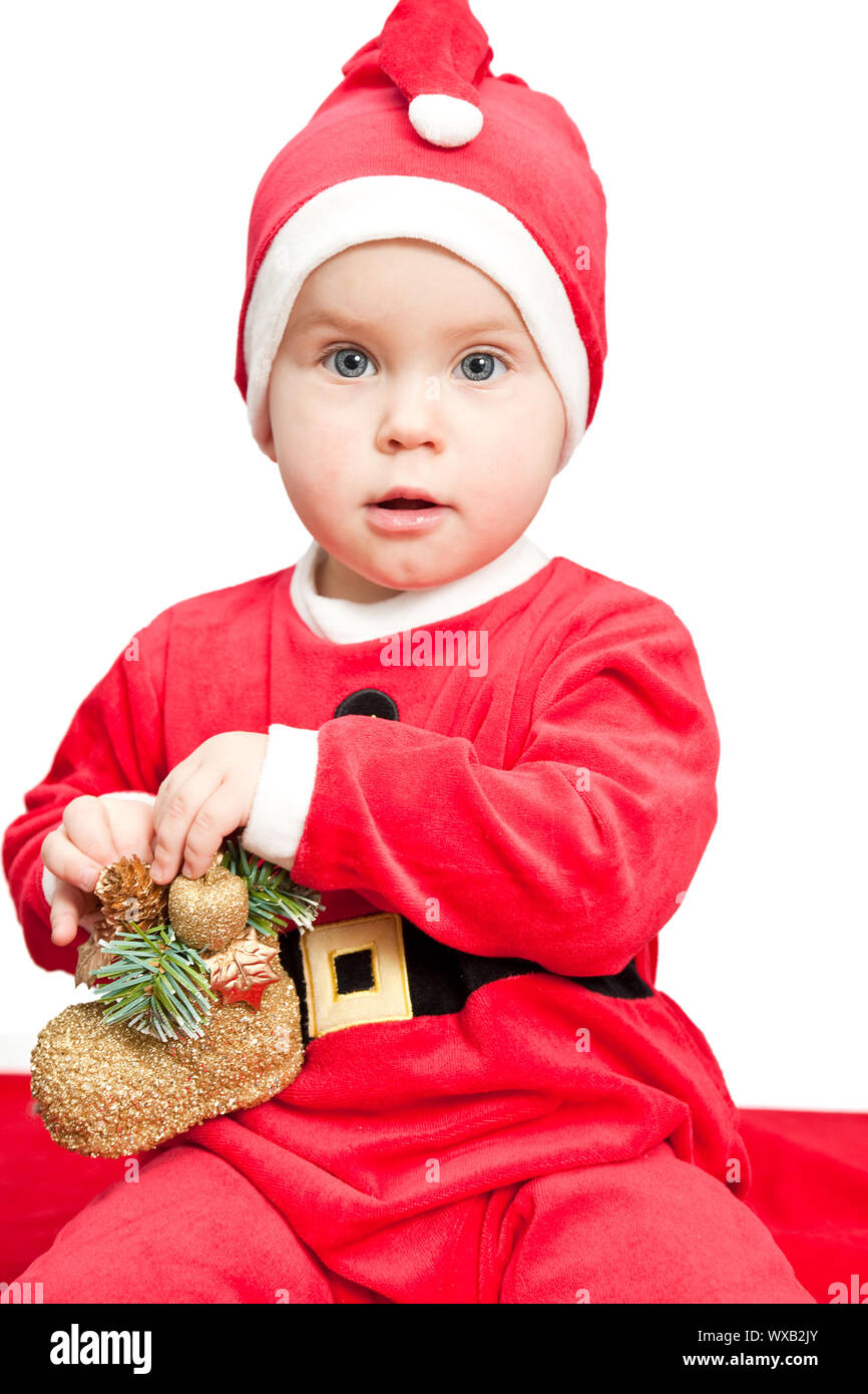Little baby dressed santa claus infant hi-res stock photography and ...