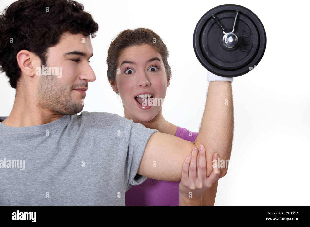 Gym male showing off hi-res stock photography and images - Alamy