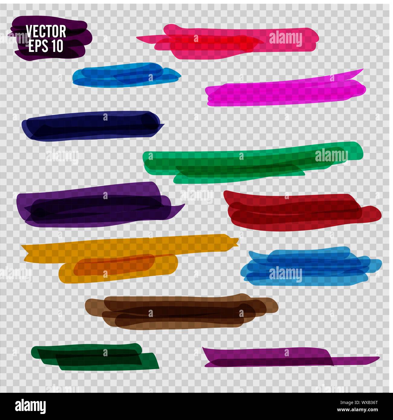 Colorful highlighters set. Yellow, green, purple, red and orange ...