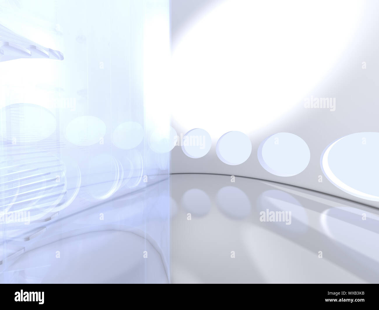 Futuristic modern round indoor with glass and round windows Stock Photo ...