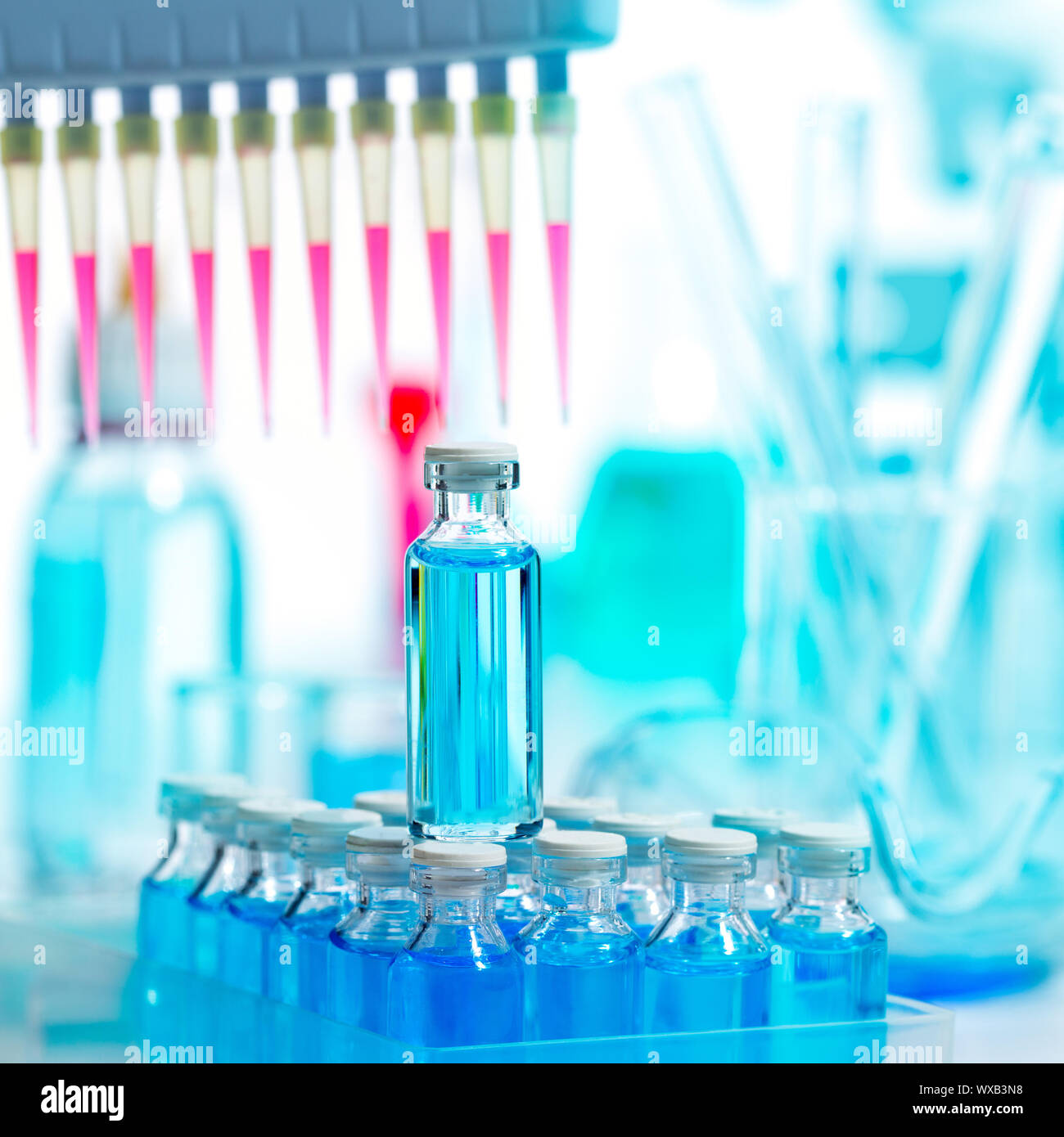 Chemical scientific laboratory multi channel pipette and test tubes ...