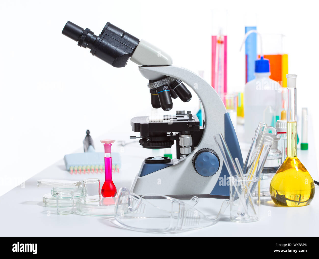 Chemical scientific laboratory stuff microscope test tube flask pipette ...