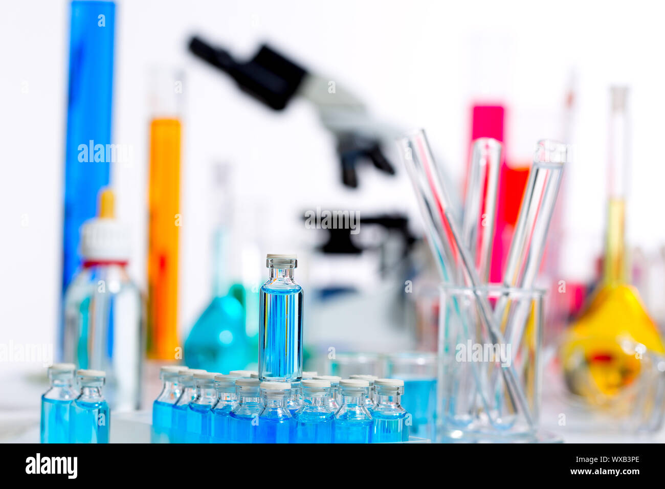 Chemical scientific laboratory stuff microscope test tube flask pipette ...