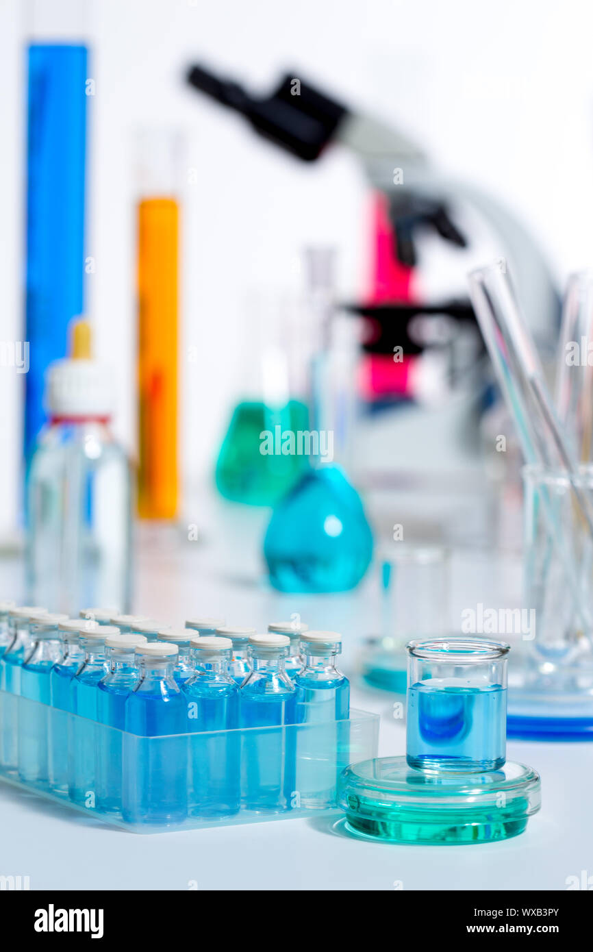 Chemical scientific laboratory stuff microscope test tube flask pipette ...