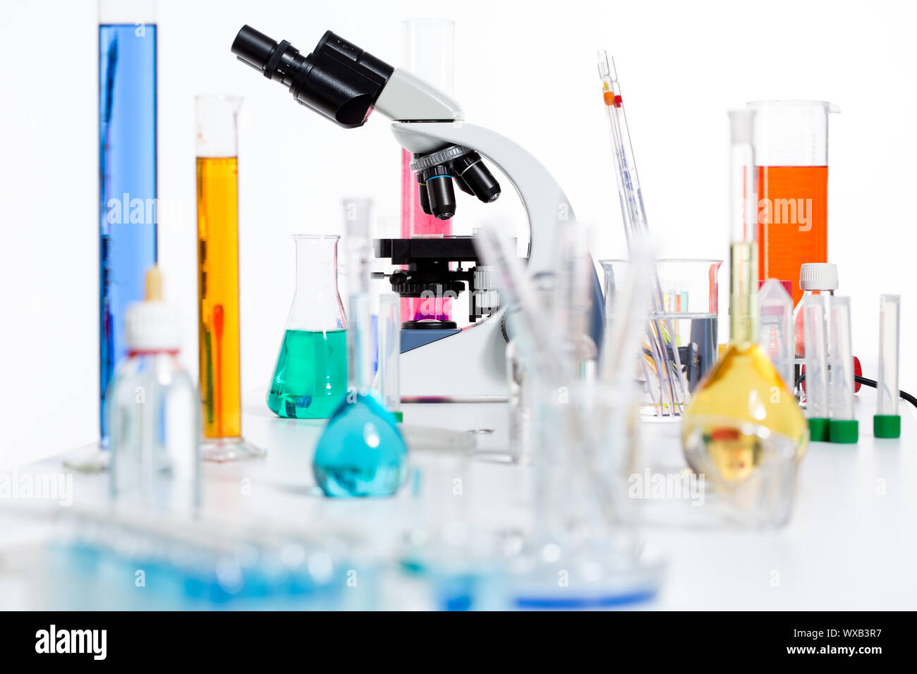 Chemical scientific laboratory stuff microscope test tube flask pipette ...