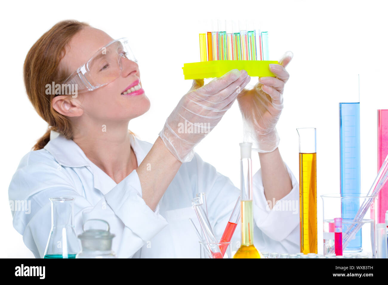 chemical laboratory scientist woman looking at test tube Stock Photo ...