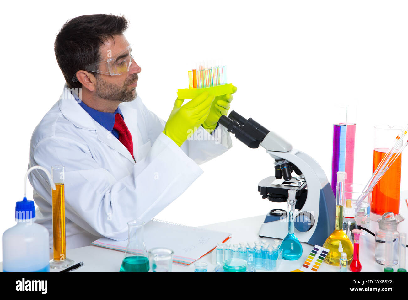 chemical laboratory scientist man working with test tubes Stock Photo ...