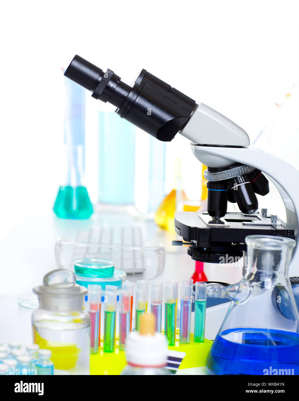 Chemical scientific laboratory stuff microscope test tube flask pipette ...