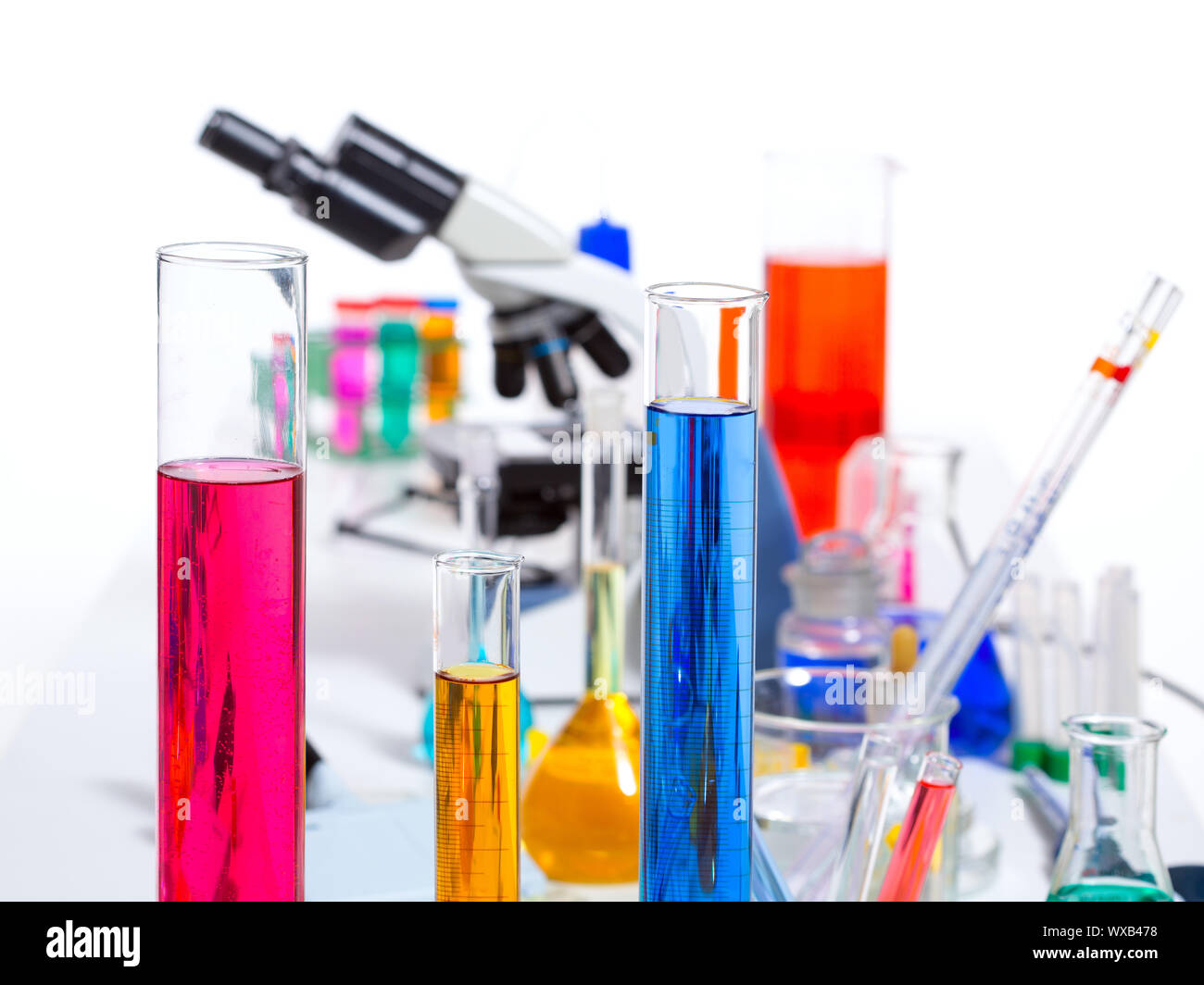 Chemical scientific laboratory stuff microscope test tube flask pipette ...