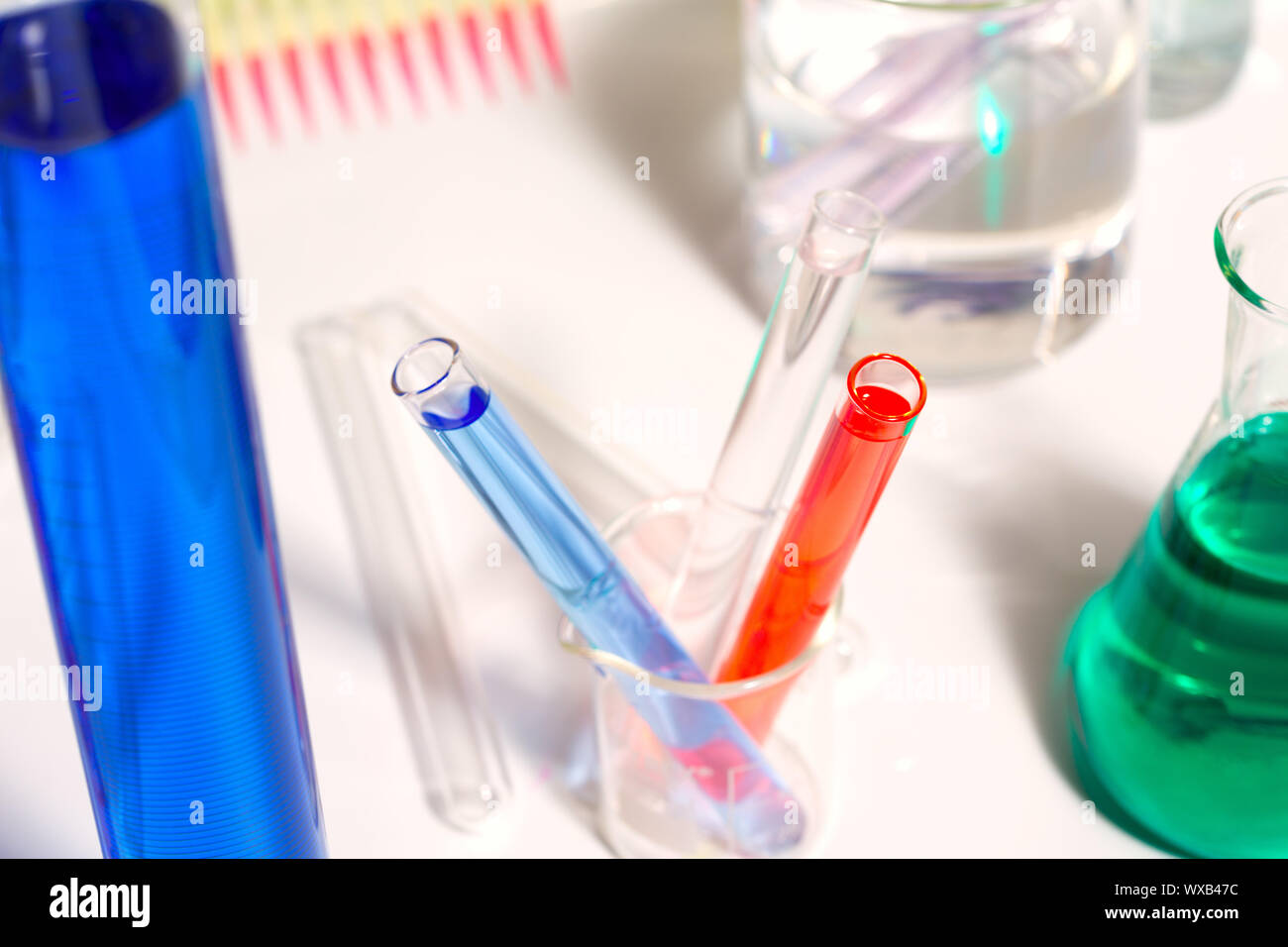 Chemical scientific laboratory stuff test tube flask pipette Stock ...