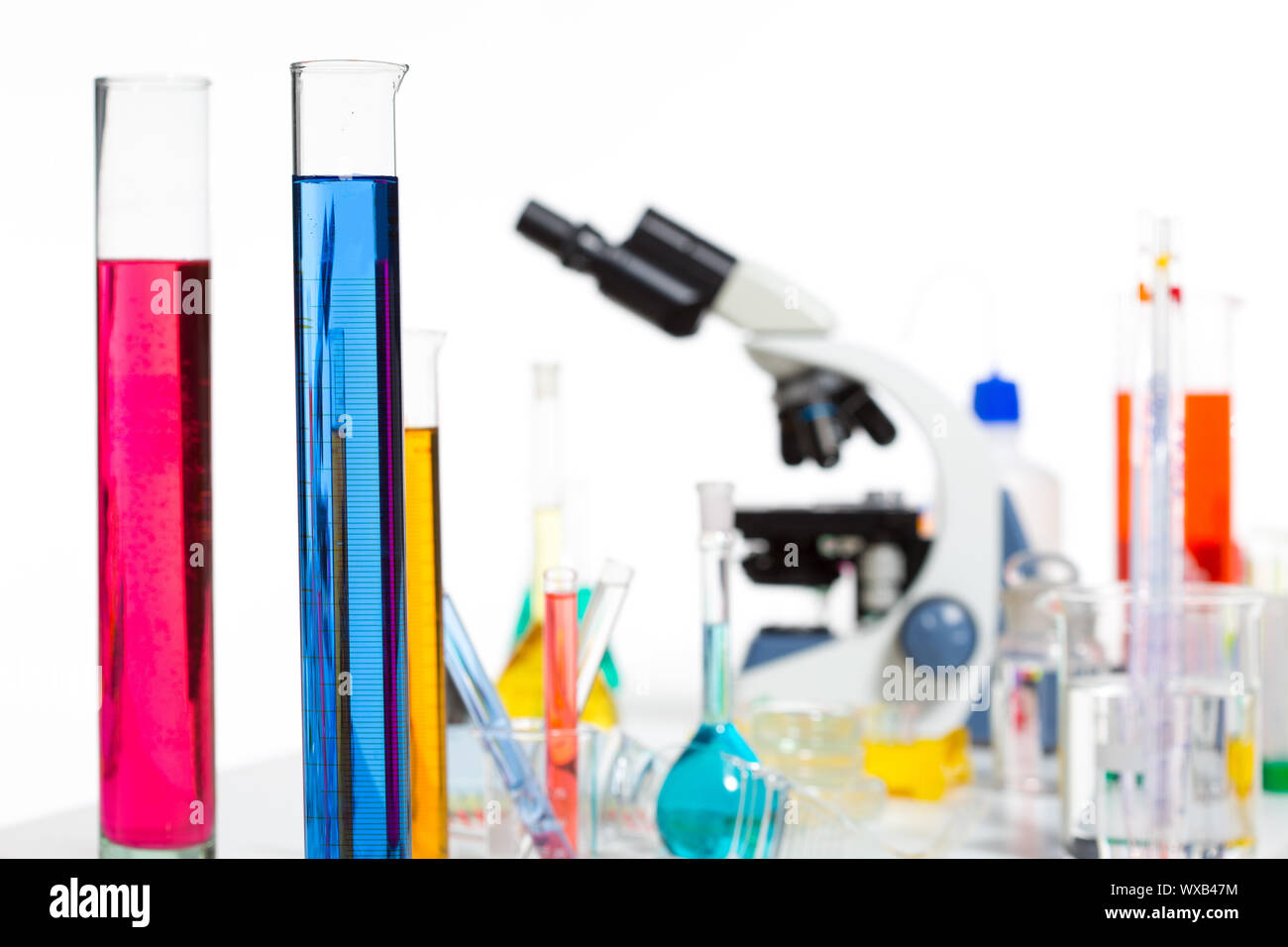 Chemical scientific laboratory stuff microscope test tube flask pipette ...