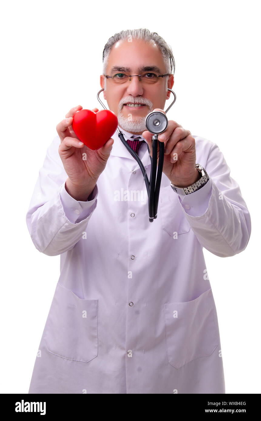 Old male doctor isolated on white Stock Photo - Alamy