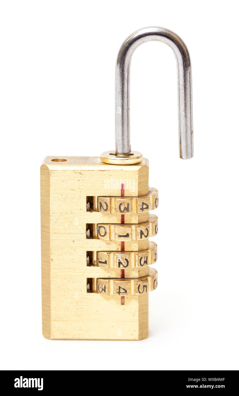 Open Combination Padlock, isolated on white background Stock Photo - Alamy