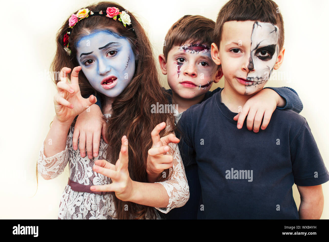 zombie apocalypse kids concept. Birthday party celebration facepaint on ...