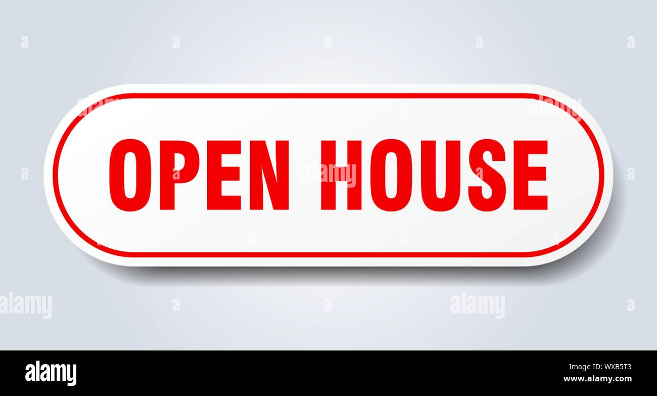 open house sign. open house rounded red sticker. open house Stock ...