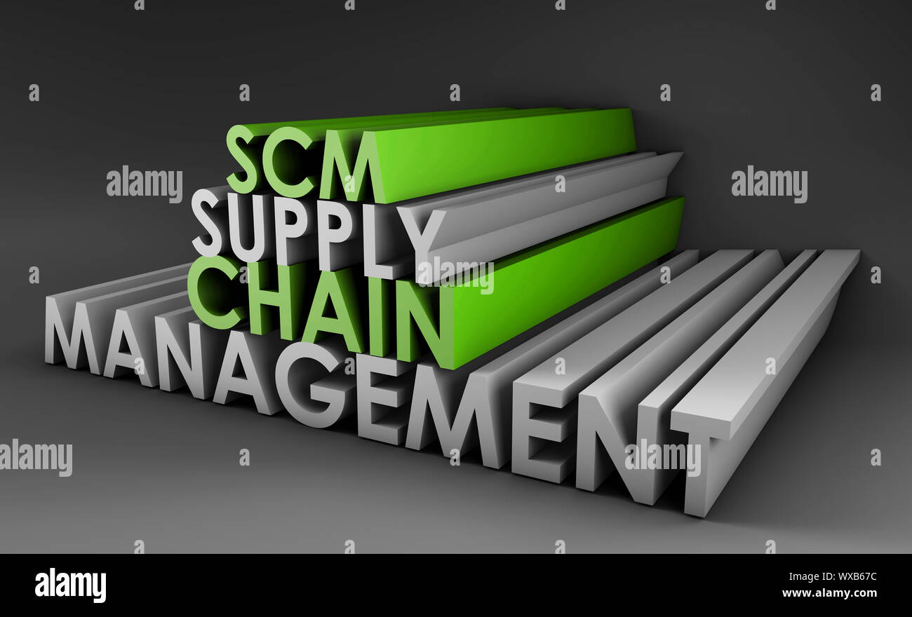 Supply Chain Management SCM Industry in 3d Stock Photo - Alamy