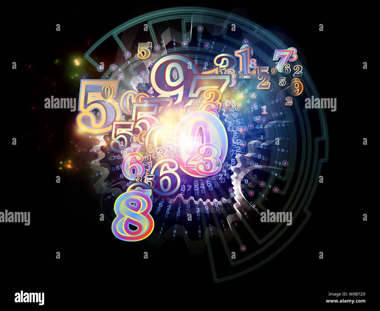 Digital Splash series. Abstract arrangement of numbers, gradients and ...