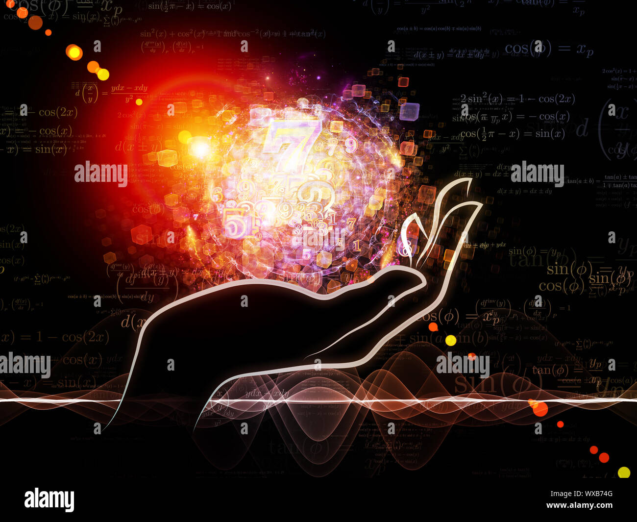 Hand of Technology series. Abstract arrangement of human hand and ...