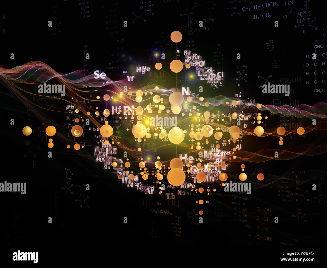 Abstract arrangement of chemistry related design elements suitable as ...