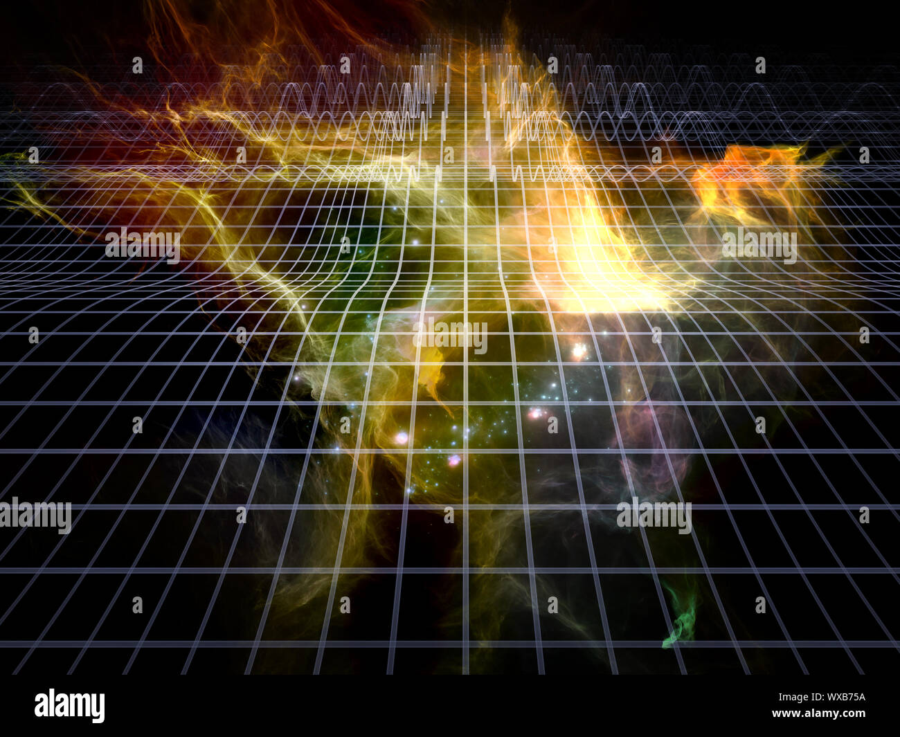 Space Pathway series. Artistic abstraction composed of grids, nebulae ...